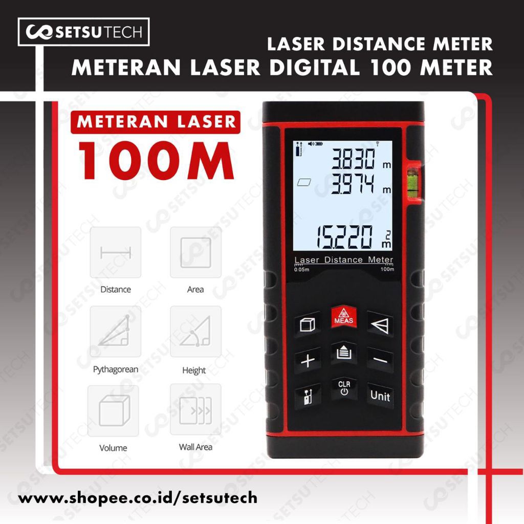 Jual Meteran Laser Digital 100M Laser Distance Meter Alat Pengukur ...