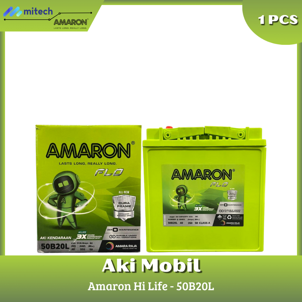 Jual Amaron Hi Life Flo Aki Kering Mobil Toyota Agya GR NS40ZL / 50B20L 12V / 40Ah | Shopee ...