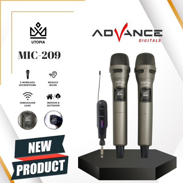 Jual ADVANCE MIC 209 / MIC209 Dual Microphone Wireless 2 Pcs Garansi ...