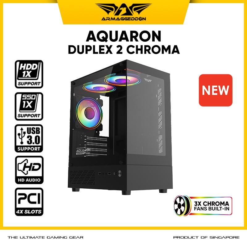 Jual Casing PC Gaming Armaggeddon Aquaron Duplex 2 Chroma M-ATX with 3x ...