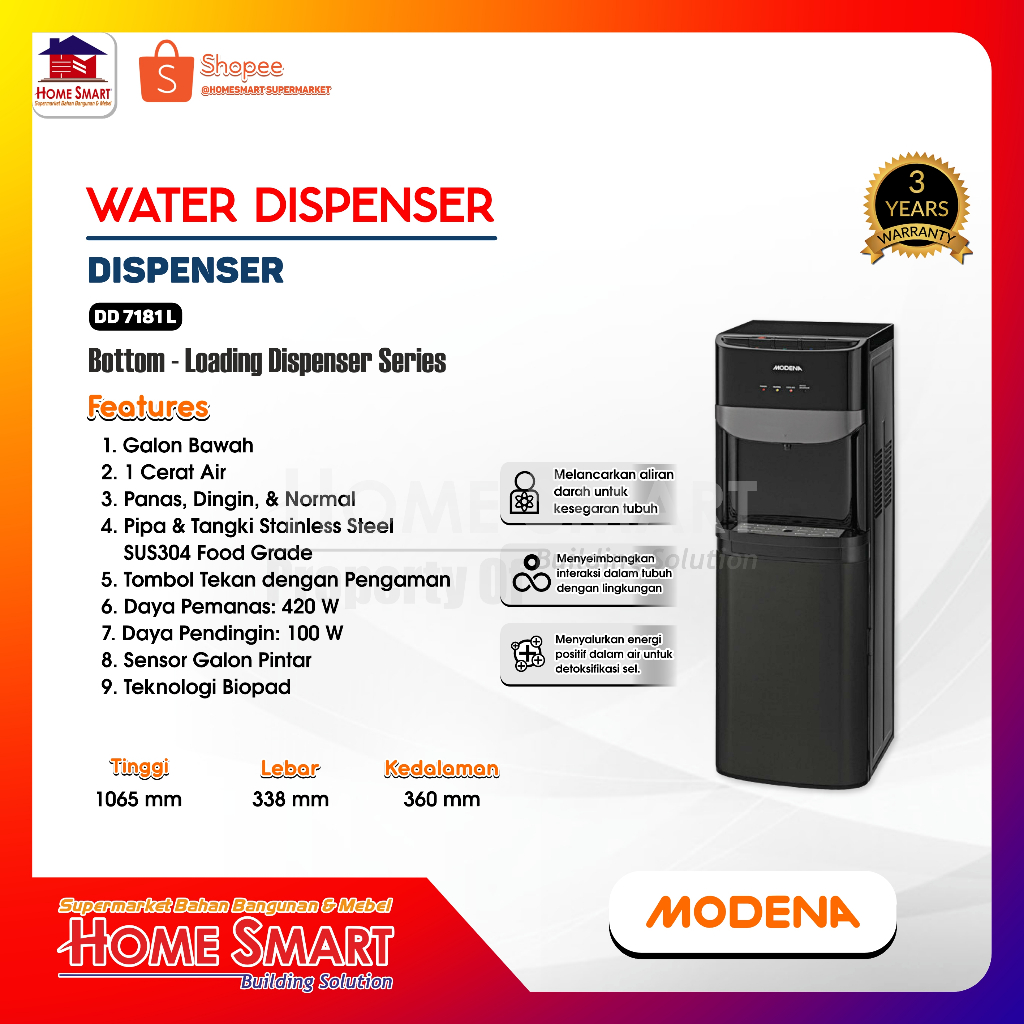 Jual MODENA Water Dispenser - DD 7181 L (Galon Bawah) | Shopee Indonesia