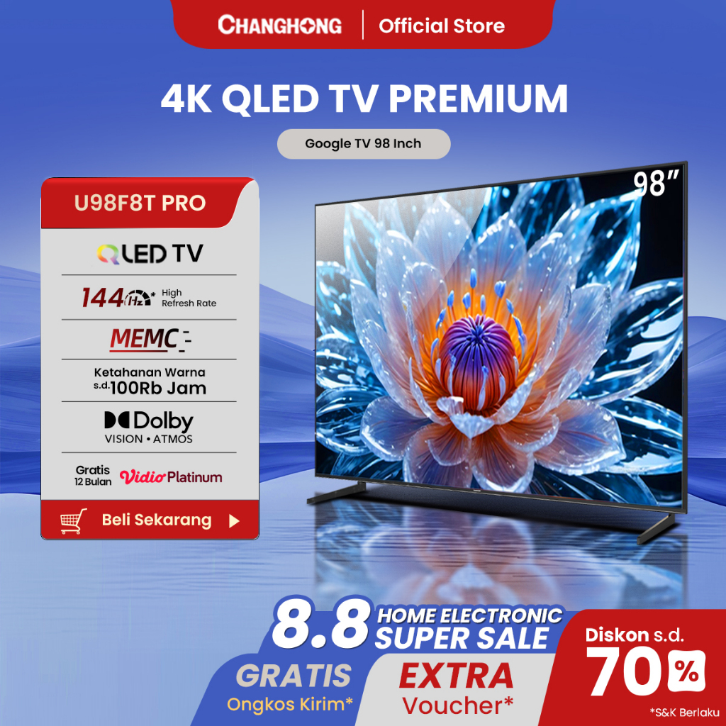 Jual Changhong 98 inch QLED TV 144HZ Gaming TV Google Smart TV 4K UHD ...
