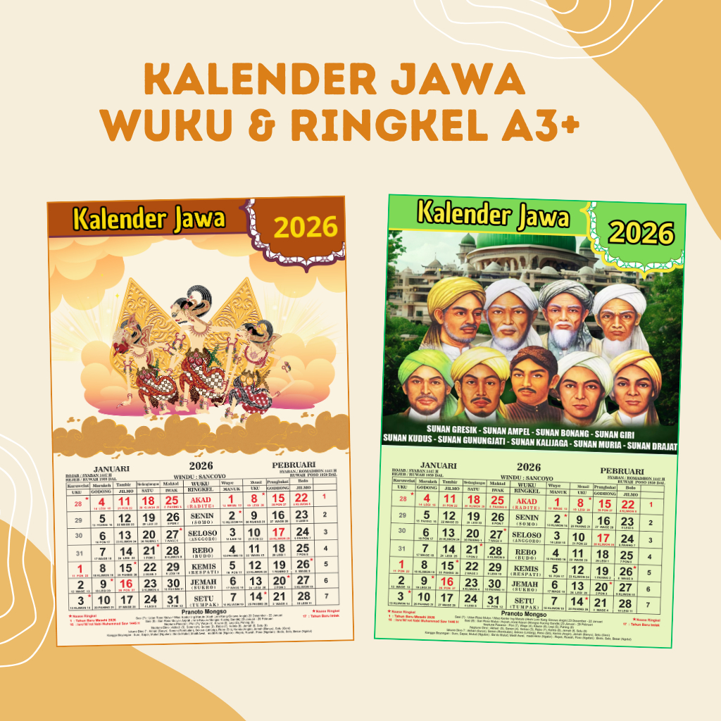 Jual Kalender Jawa 2026 wuku & ringkel ukuran A3 | Shopee Indonesia