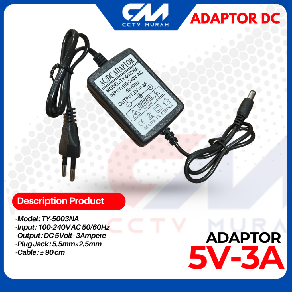 Jual Adaptor DC 5V 3A Jack 5.5x2.5mm – Power Supply CCTV / LED / Modem ...