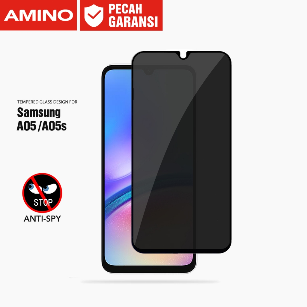 Jual AMINO Anti Spy Tempered Glass Untuk Samsung A05 A05s Fullcover ...