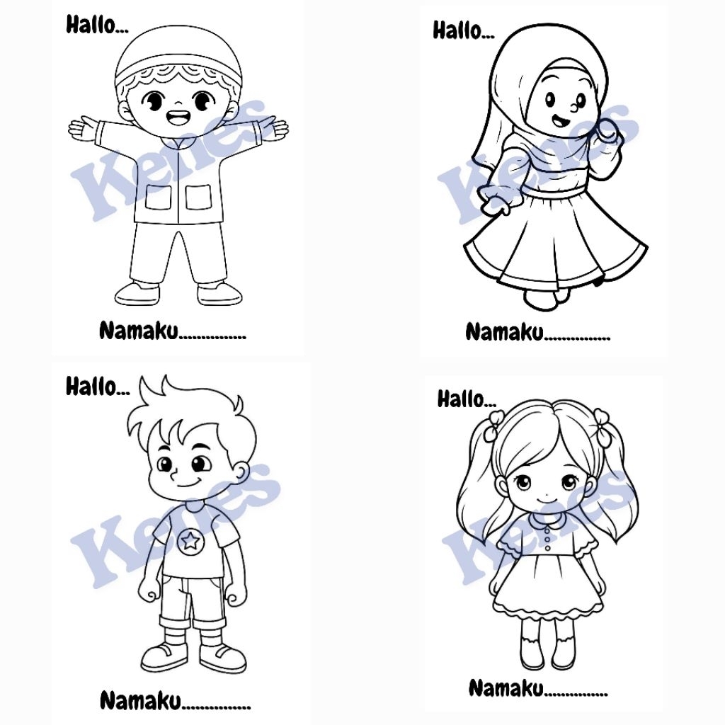 Jual 50 LEMBAR A4 WORKSHEET MEWARNAI TEMA DIRIKU TANPA WATERMARK ...