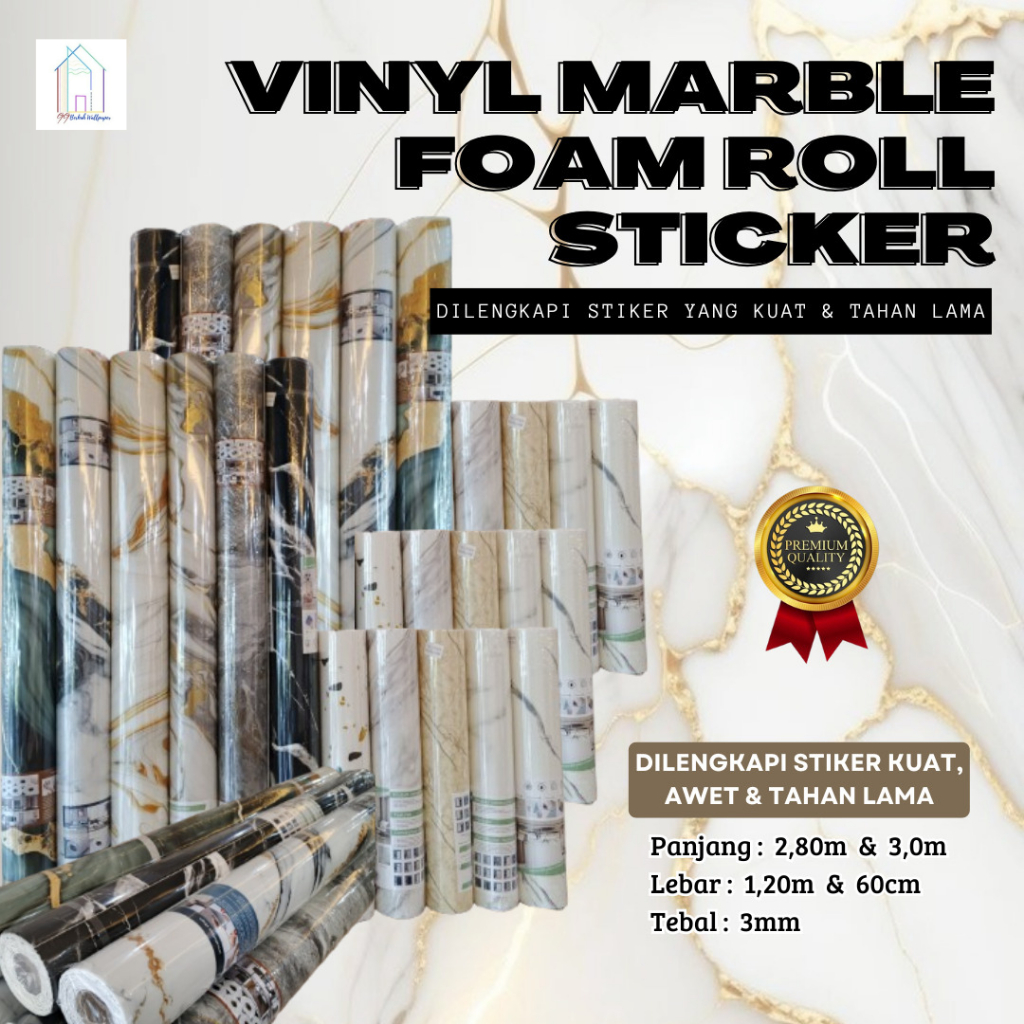 Jual Wallpaper dinding Vinyl Marble sticker glossy 1.2mx3.0m x 3mm ...