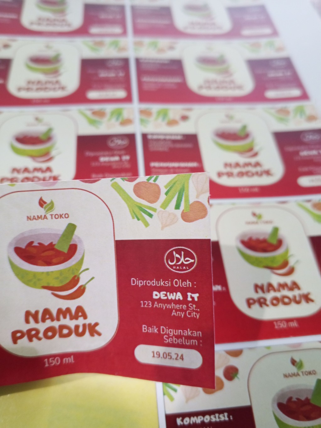 Jual CETAK STIKER LABEL KEMASAN SAMBAL BOTOL 150ML | Shopee Indonesia