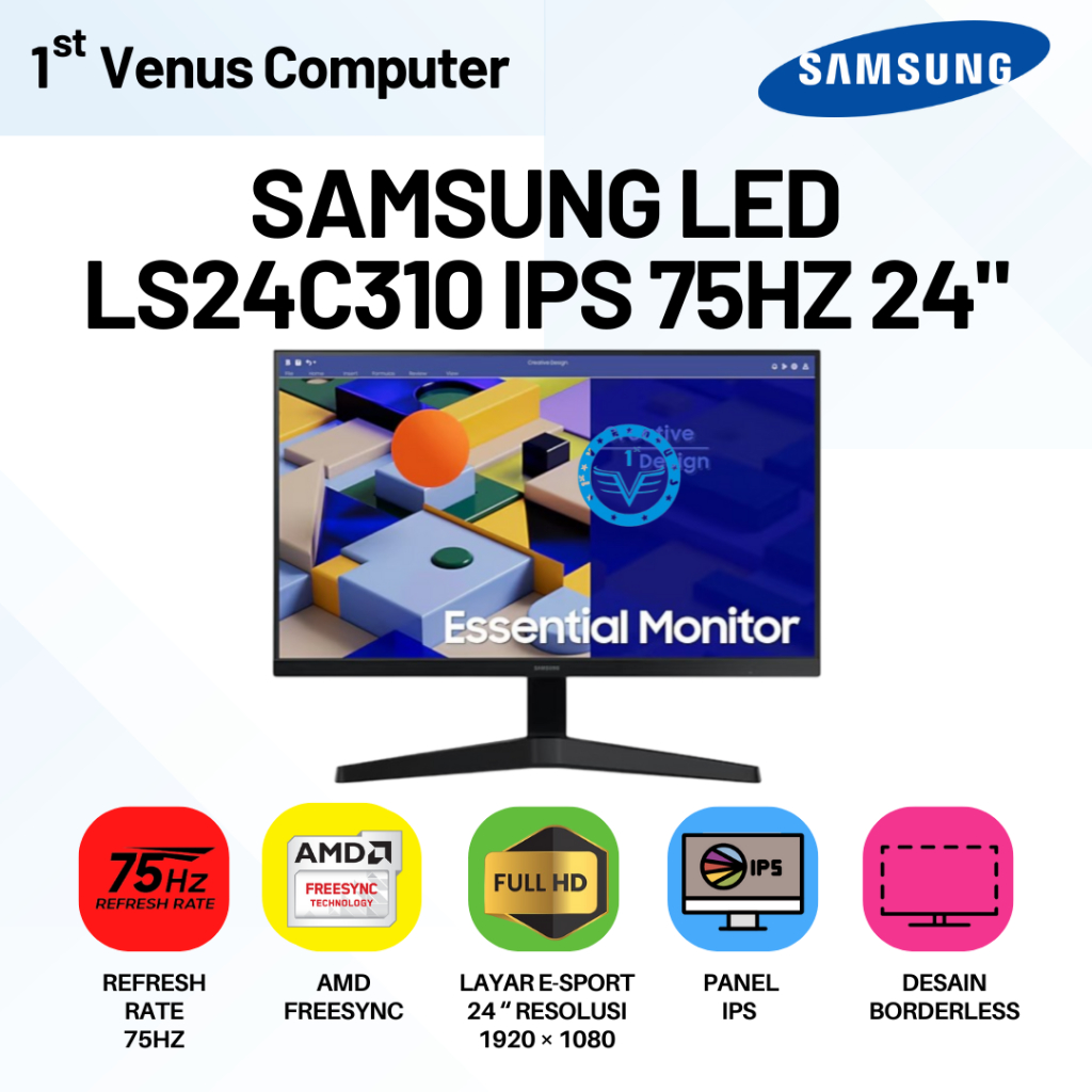 Jual MONITOR SAMSUNG 24 inch FHD IPS LS24C310EAEXXD 75HZ Bezel-less ...