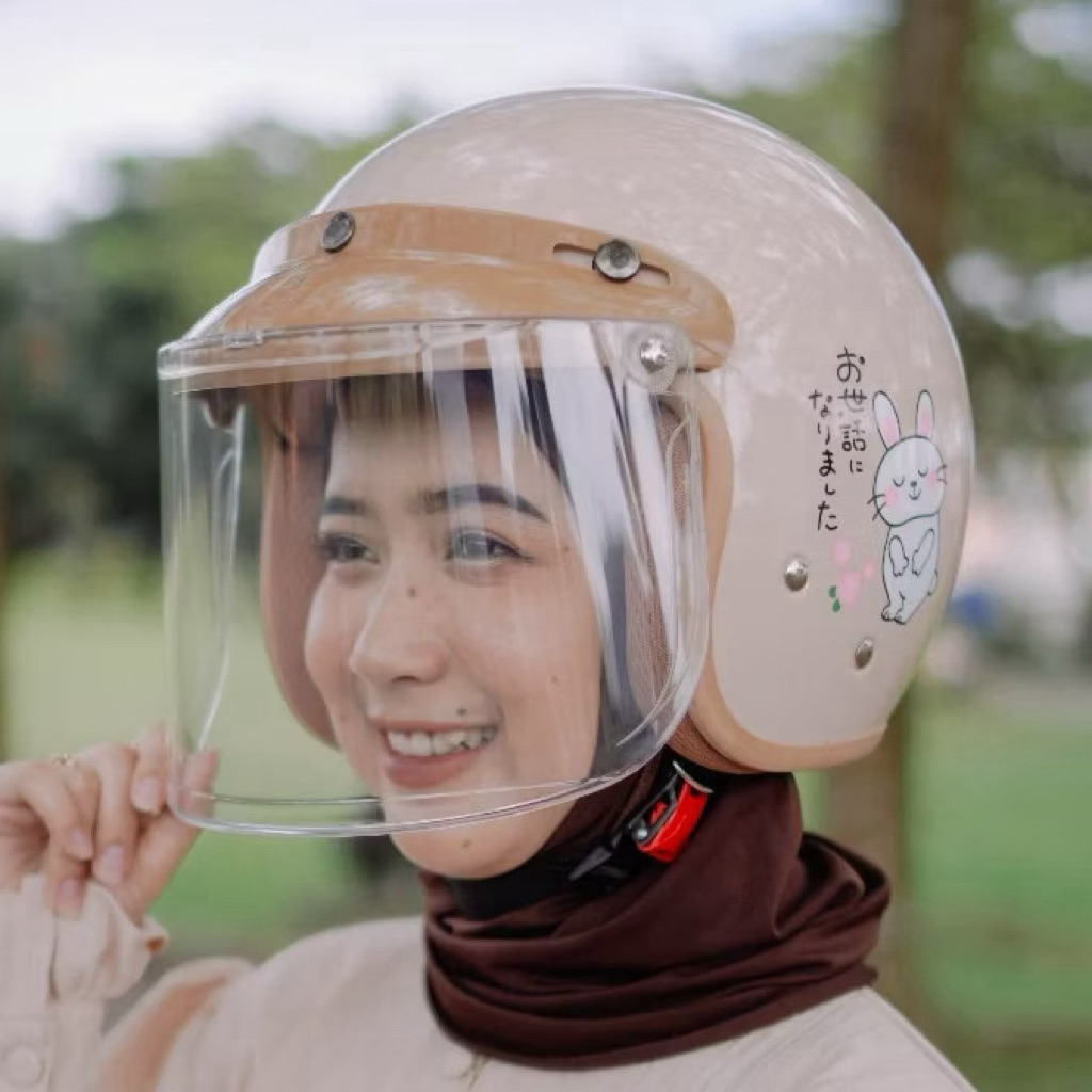 Jual Helm Bogo Bipplast Vista Helem Bogo Retro Cewek Hijab Motif Lucu SNI Kekinian | Shopee ...