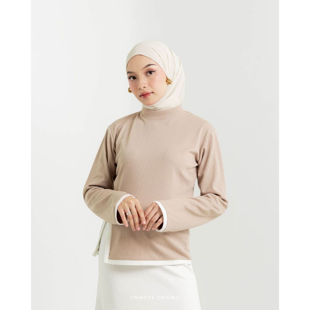 Jual Orimoza Nola Blouse List Putih Belah Samping Bahan SnowRib ...