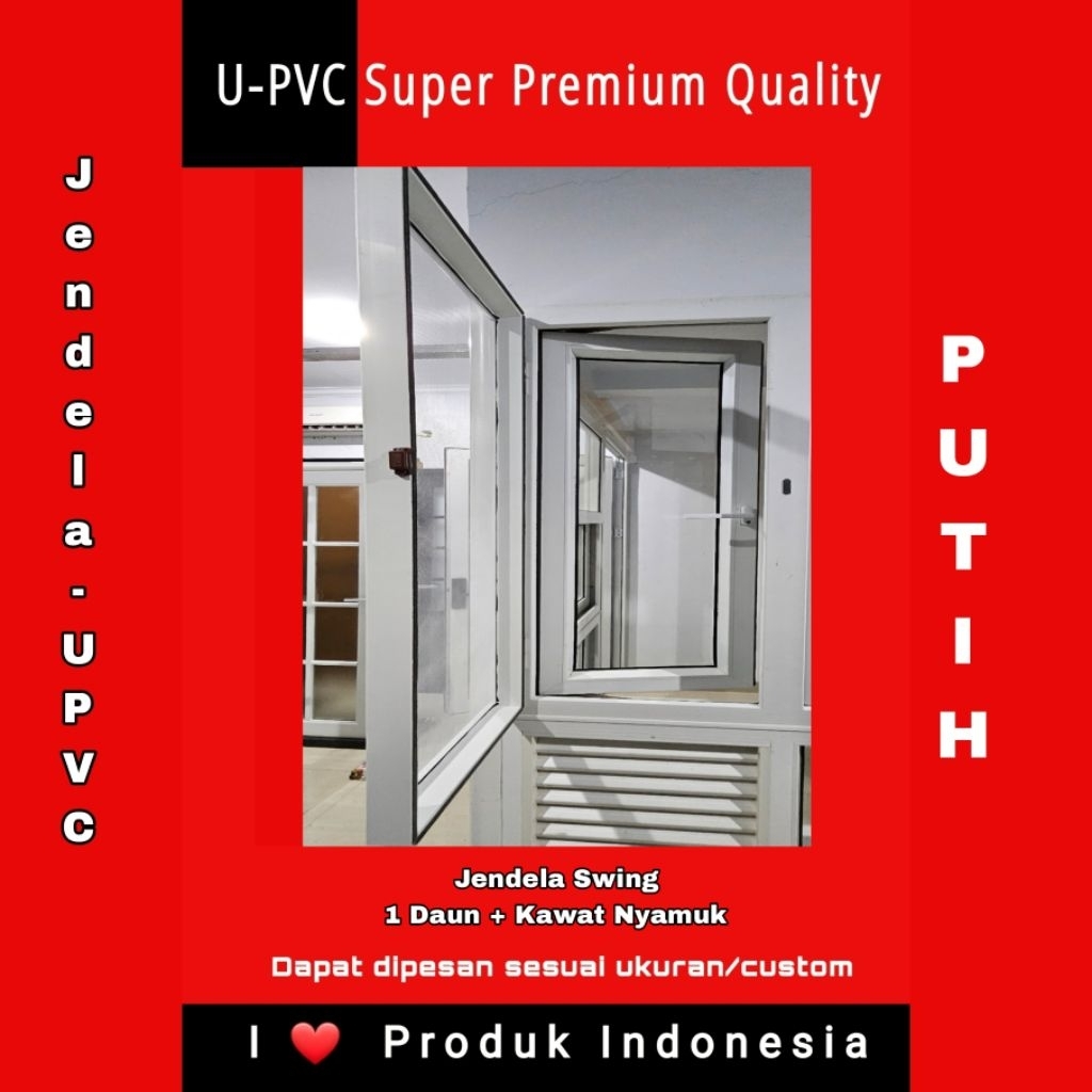 Jual Jendela UPVC Super Premium-JSM 01-Swing 1 Daun-Kawat Nyamuk-Kaca ...