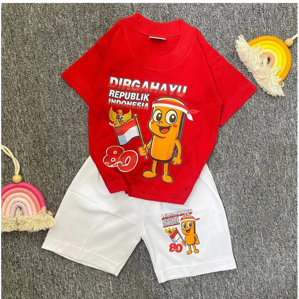 Jual Alva baby n Kids // Setelan Anak Unisex Kaos Kemerdekaan Indonesia ...