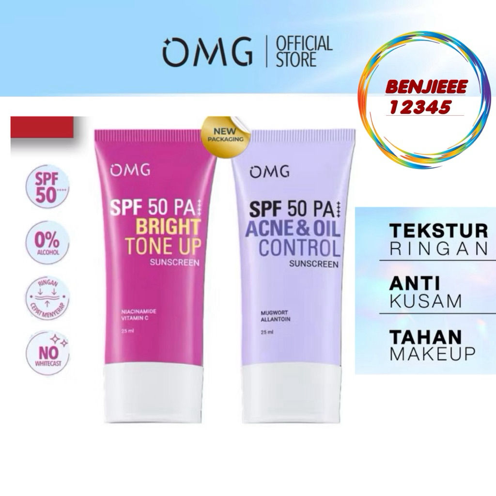 Jual OMG Oh My Glow Bright Tone Up UV Barrier Sunscreen SPF 50PA++ 25ml ...