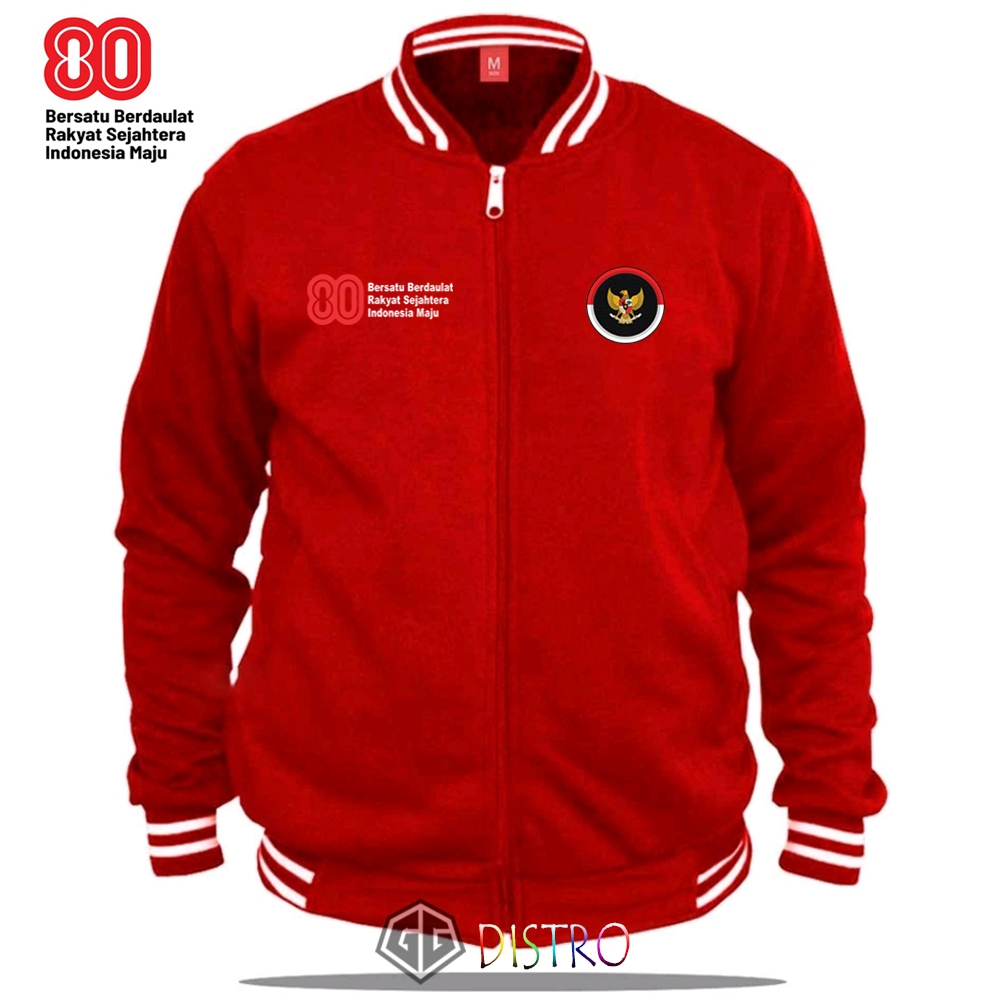 Jual COD - Jacket Unisex Hut RI Ke 80 Tahun Baseball Sleting Jacket ...