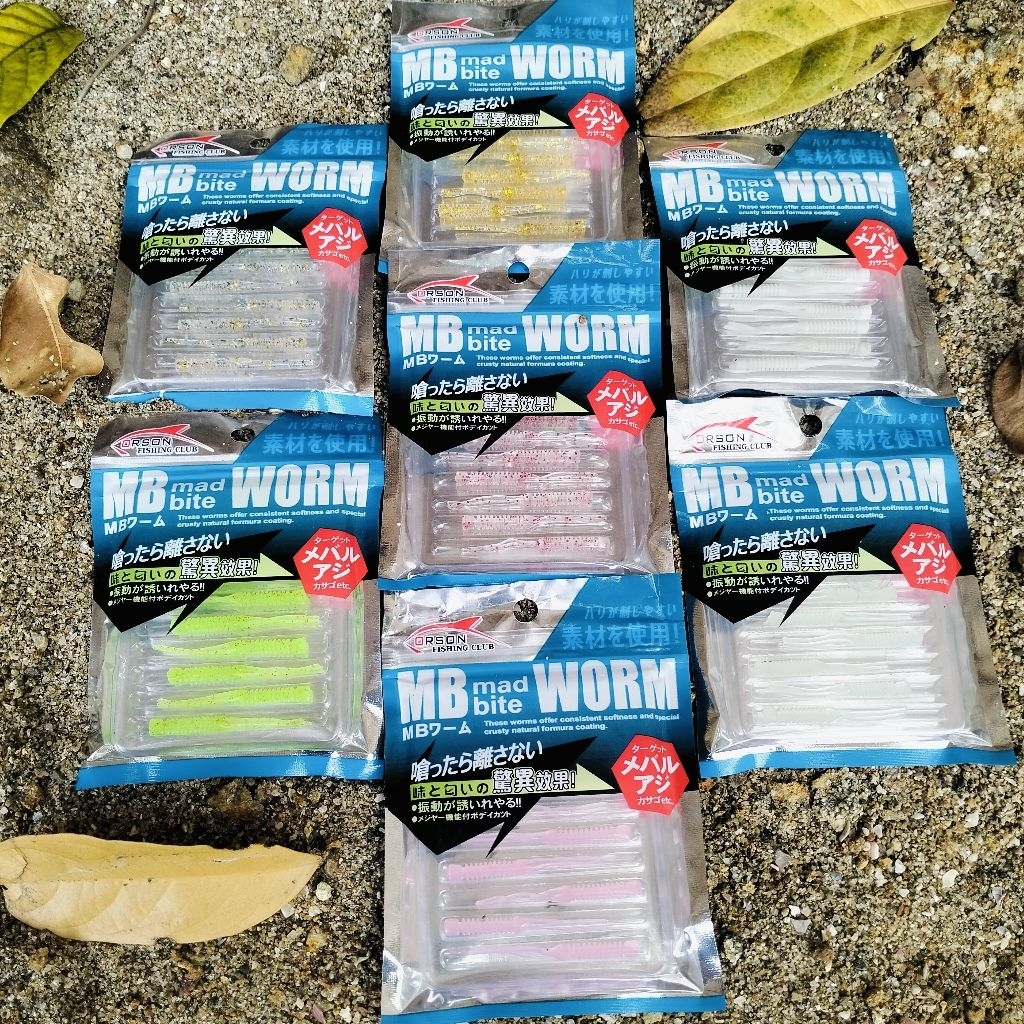 Jual Softlure Ajing MB worm 5cm super elastis soft lure umpan casting ...