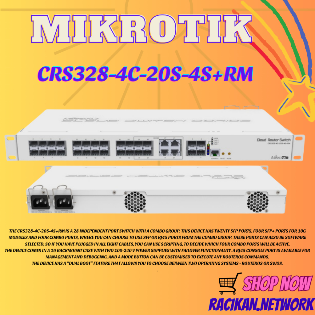 Jual MikroTik CRS328-4C-20S-4S+RM Smart Switch, 20 x SFP cages, 4 x ...