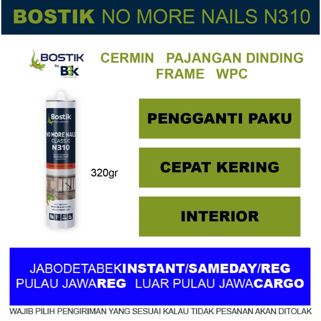 Jual Bostik No More Nails / Perekat Lem Kayu WPC Pengganti Paku 320 ml ...
