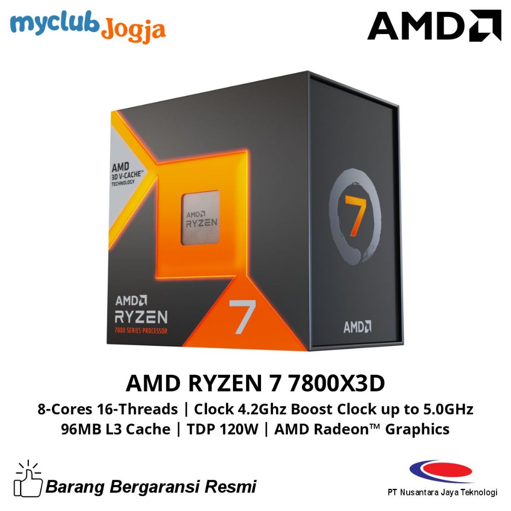 Jual Processor AMD RYZEN 7 7800X3D BOX, AM5, 8-Cores 16-Threads, 4.2GHz ...