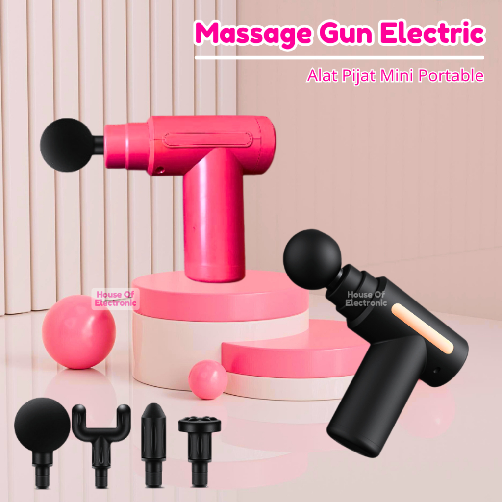 Jual Alat Pijat Getar Elektrik Massage Gun 4 IN 1 Electric Portable USB ...