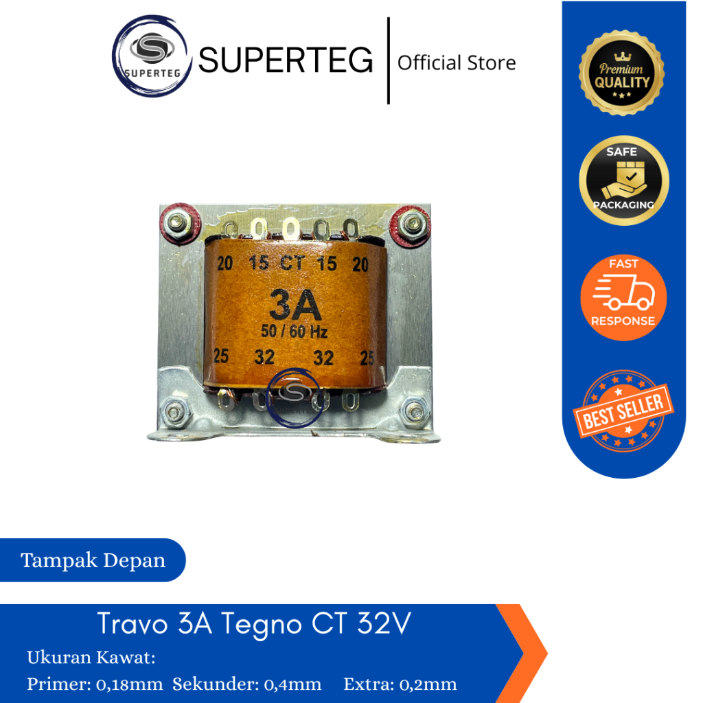 Jual Travo / Trafo 3A CT 32 (22x35) Tegno 50/60Hz Tembaga Murni ...