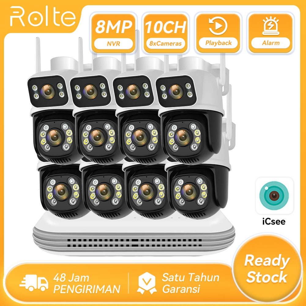 Jual Rolte 8MP Pakte CCTV 10 Channel WiFi NVR 8 Kamera WiFi PTZ Dual ...