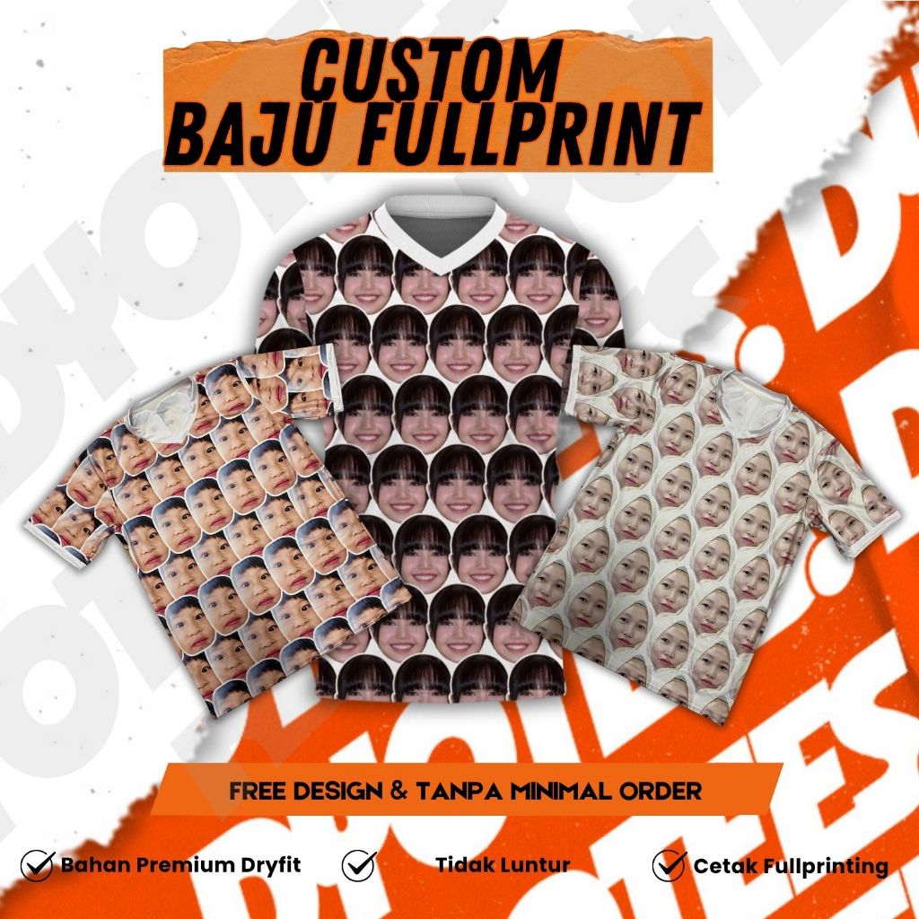 Jual Custom Baju Lucu Fullprint Gambar Wajah Premium Dryfit | Shopee ...