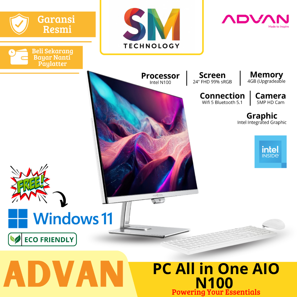 Jual ADVAN All in One PC AIO ONEPC Intel N100 99% SRGB 60W Power Saving Windows 11 | Shopee ...