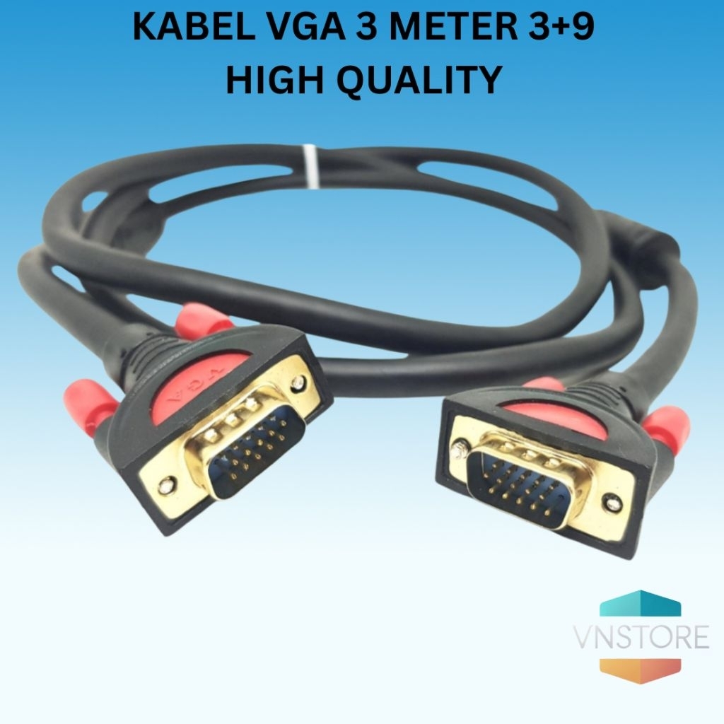 Jual SKU-1070 KABEL VGA 3M 3+9 SUPER HIGH QUALITY GOLD PLATED 3 METER ...