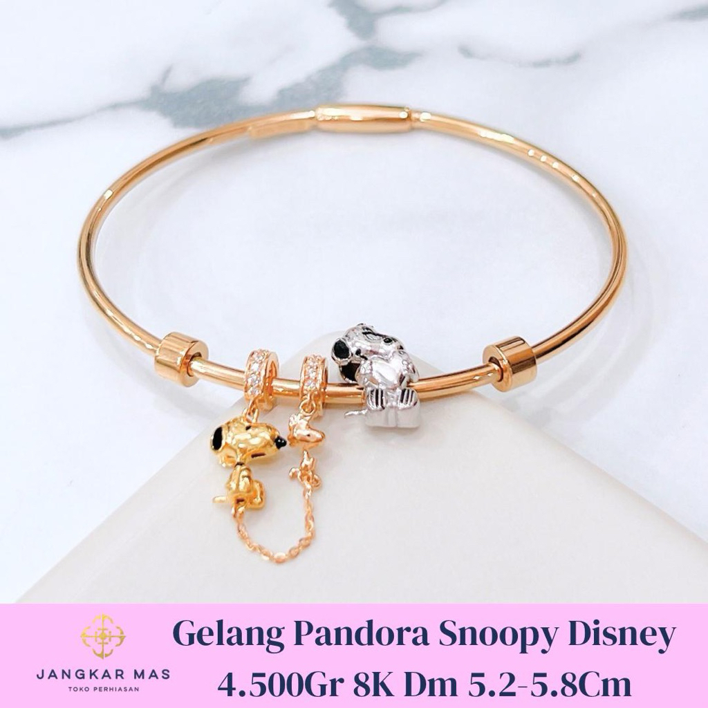 Jual GELANG EMAS PANDORA SNOOPY DISNEY BERAT 4.500GR KADAR 8K | Shopee ...