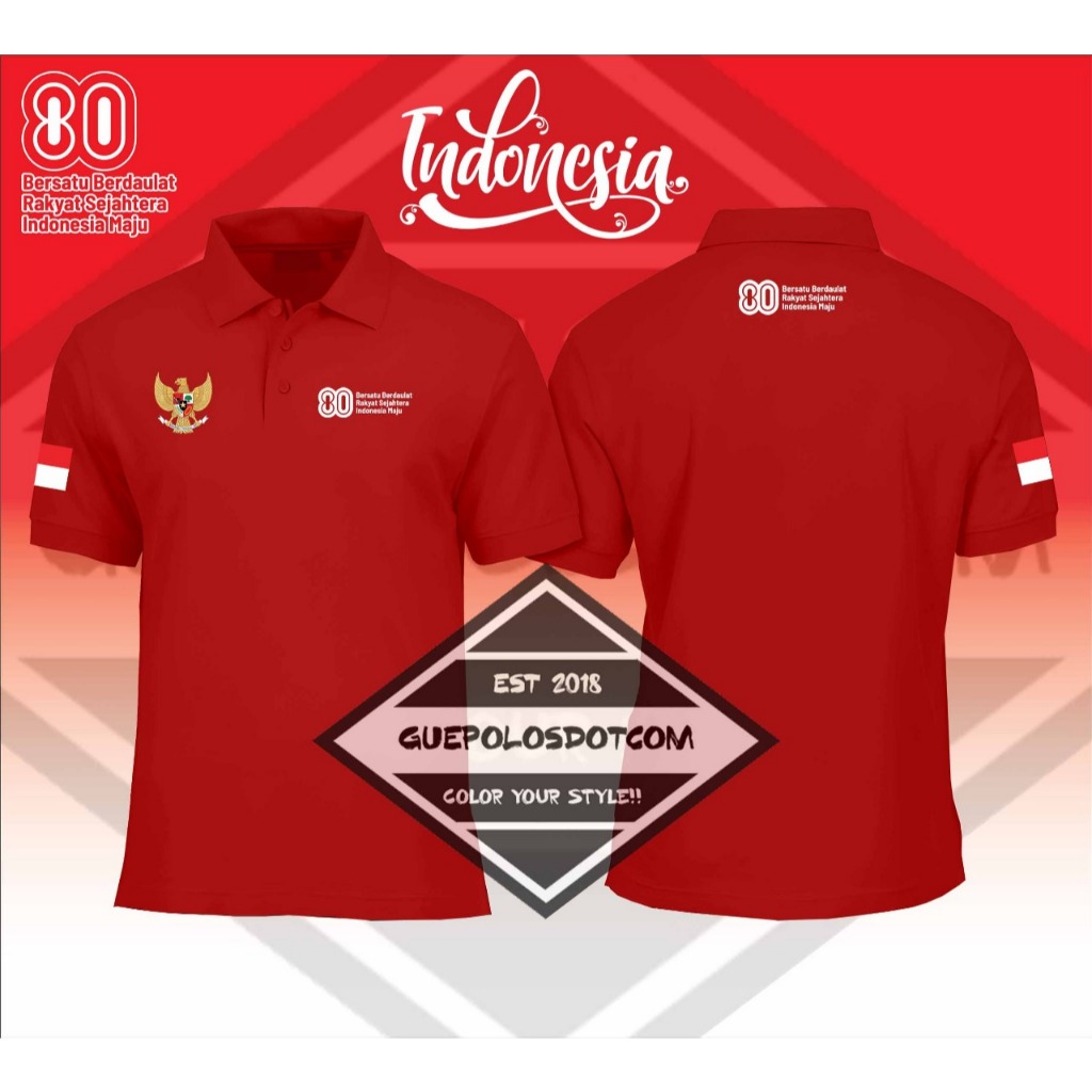 Jual TYPE 1 - logo kecil 80th agustus 2025 - POLO POLOSHIRT HUT 80th RI ...