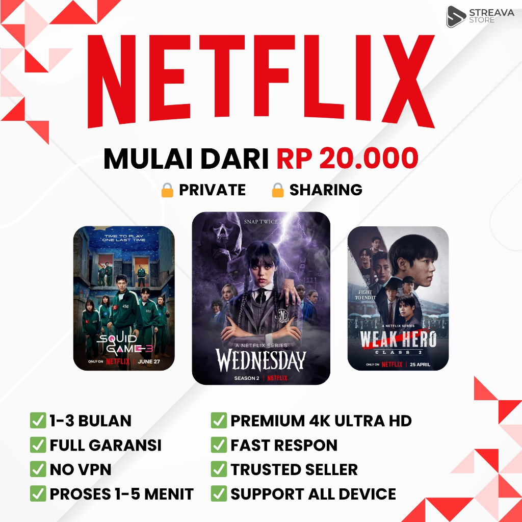 Jual NETFLIXXX MURAH 1-3 BULAN PREMIUM 4K UHD FULL GARANSI | Shopee Indonesia
