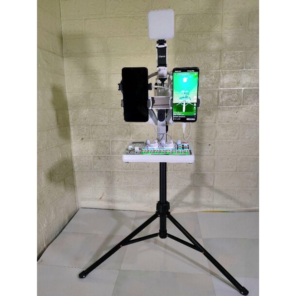 Jual Paket Lengkap Alat Live Streaming Custom Warna Putih Tripod Full ...