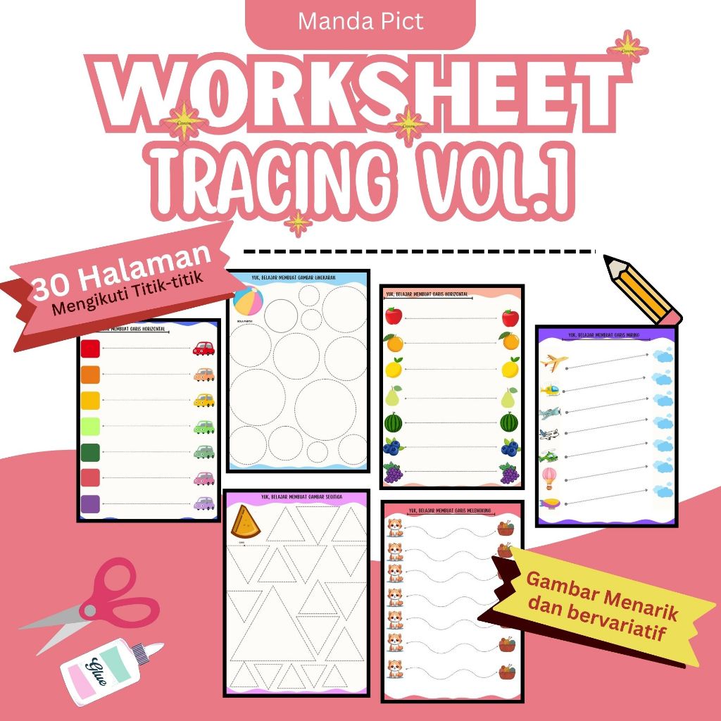 Jual Worksheet Anak Tracing Aktivitas Seru untuk Usia Dini (30 Hal ...