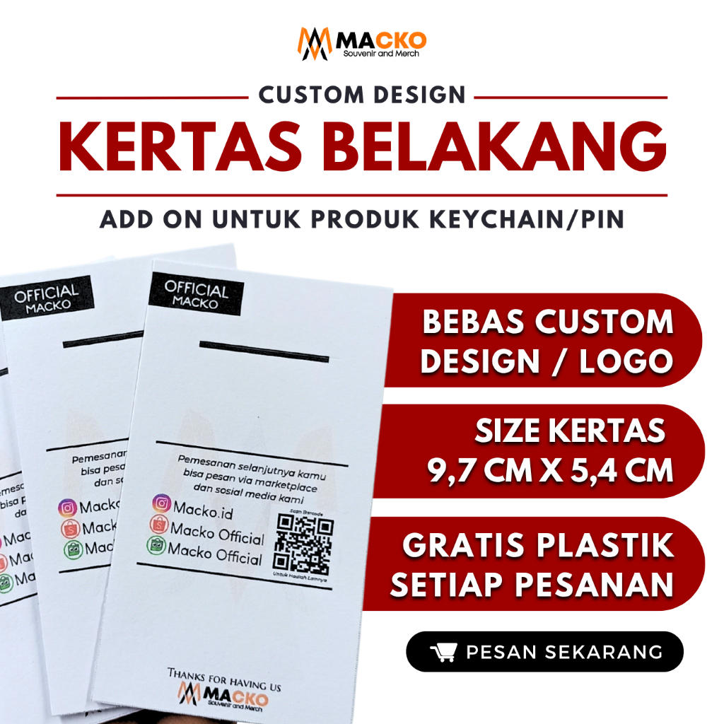 Jual Custom Kertas Belakang Untuk Gantungan Kunci / Custom Back ...
