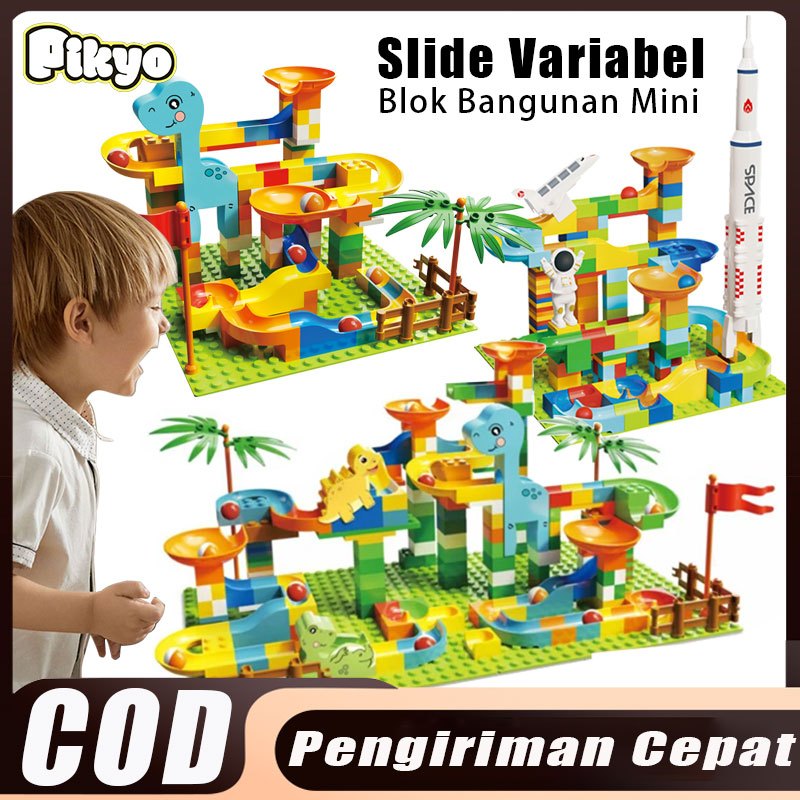 Jual PIKYO 400Pcs Mainan Edukasi Marble Run Balok Susun /3D Maze Track Slide Ball Puzzle DIY ...