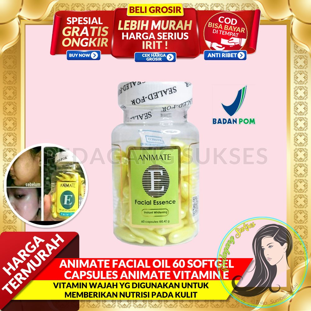 Jual SERUM ANIMATE FACIAL OIL 60 Softgel Capsules Animate Vitamin E ...