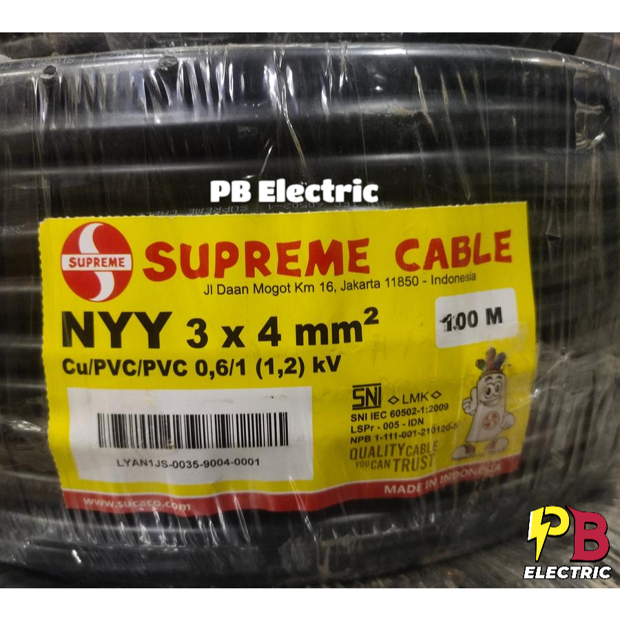 Jual Kabel NYY 3 x 4 mm Merk Supreme / Kabel NYY 3x4 mm Supreme ...