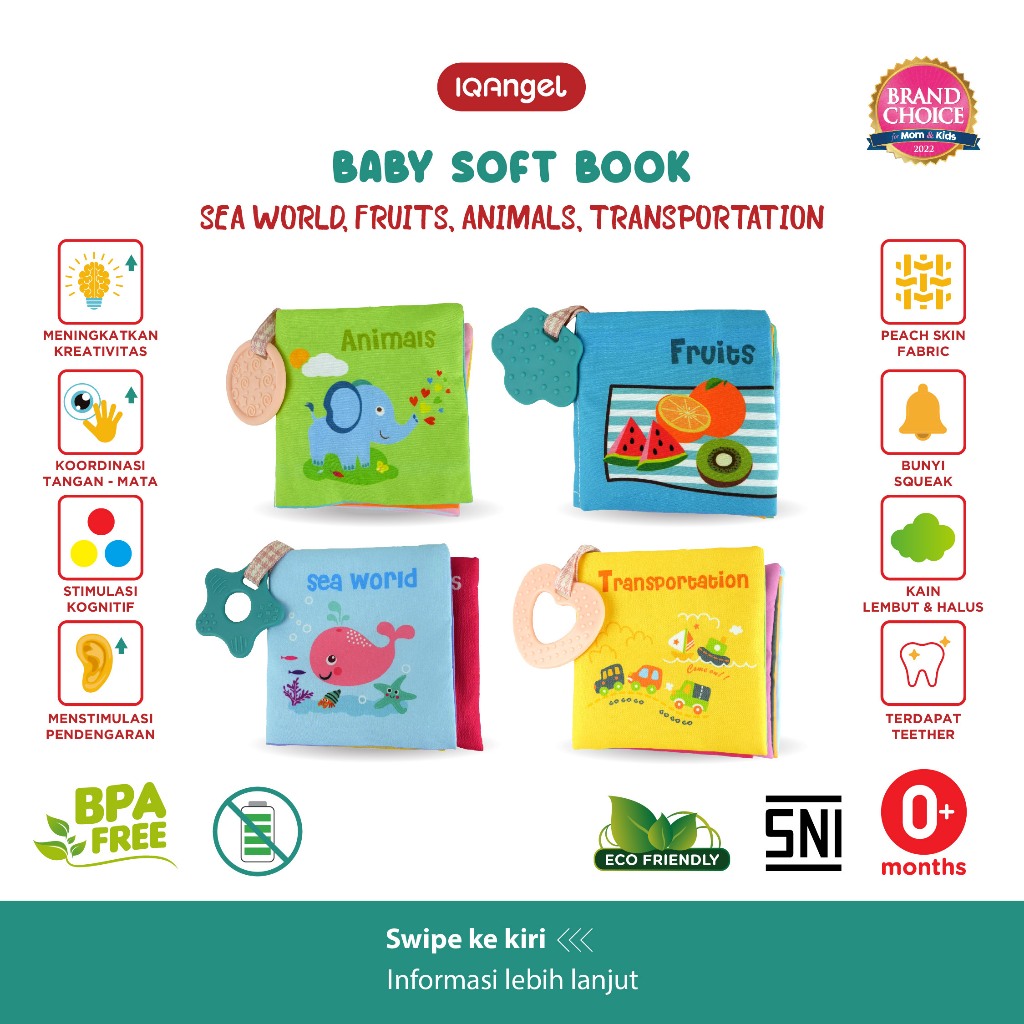 Jual IQAngel - Baby Soft Book 12x12cm | Buku Edukasi Kain Bayi 10 ...