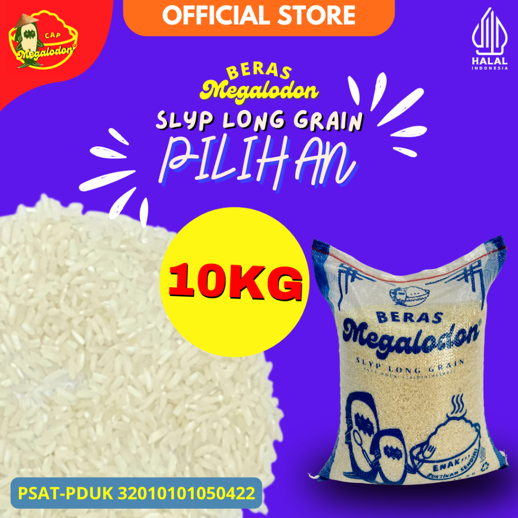 Jual Beras Cap Megalodon SLYP LONG GRAIN PILIHAN 10 Kg Bersih ...