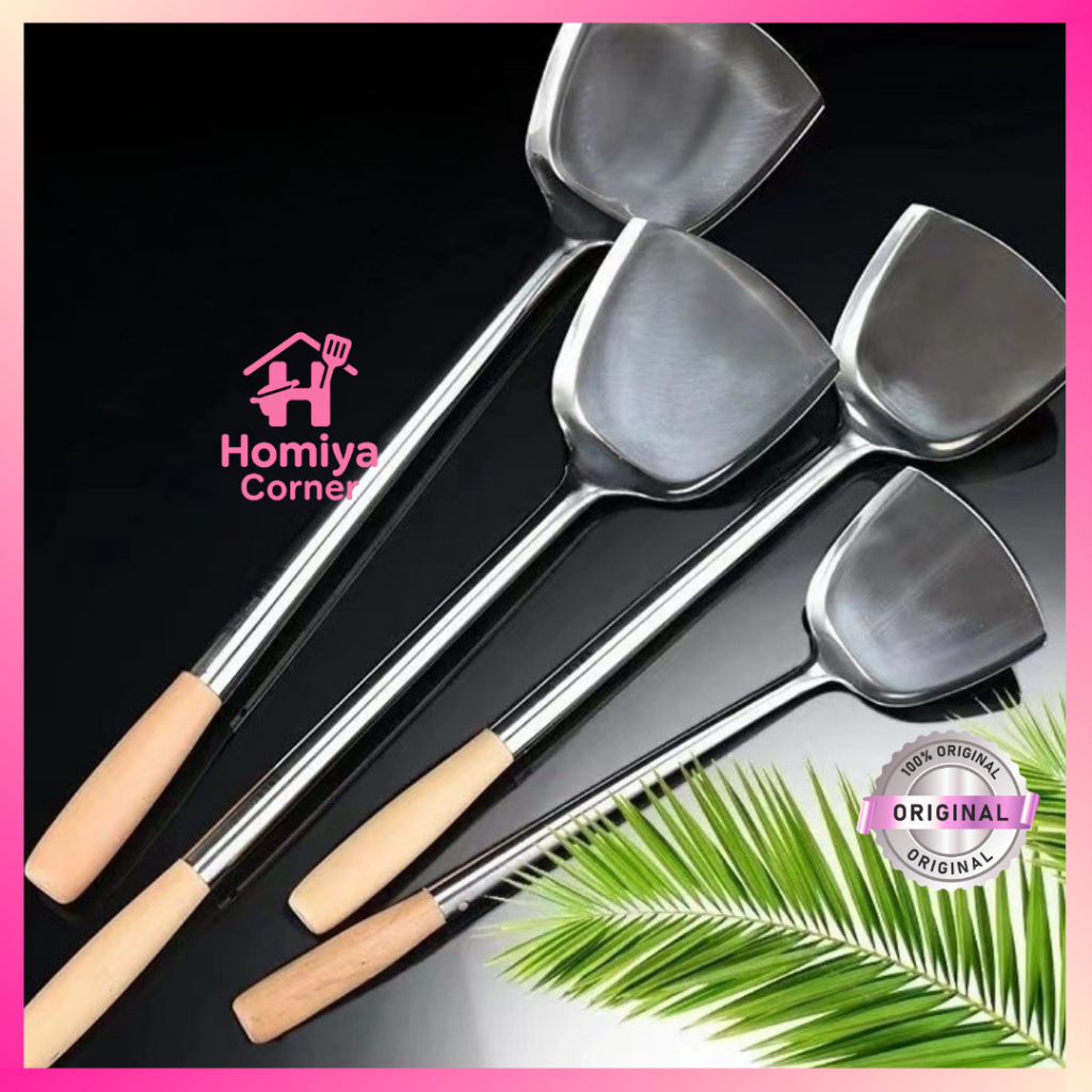 Jual Homiya Corner - Spatula Stainless Anti Panas Gagang Kayu Tebal Tahan Lama Dapur 21 | Shopee ...