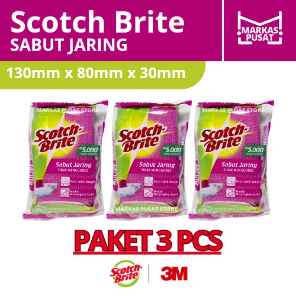 Jual 3M Scotch Brite sabut jaring (x3 Pcs) alat mencuci piring sabut ...