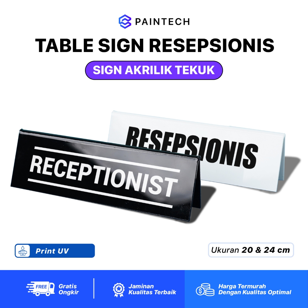 Jual Table Sign Resepsionis Akrilik 2 Sisi | Sign Meja Receptionist ...