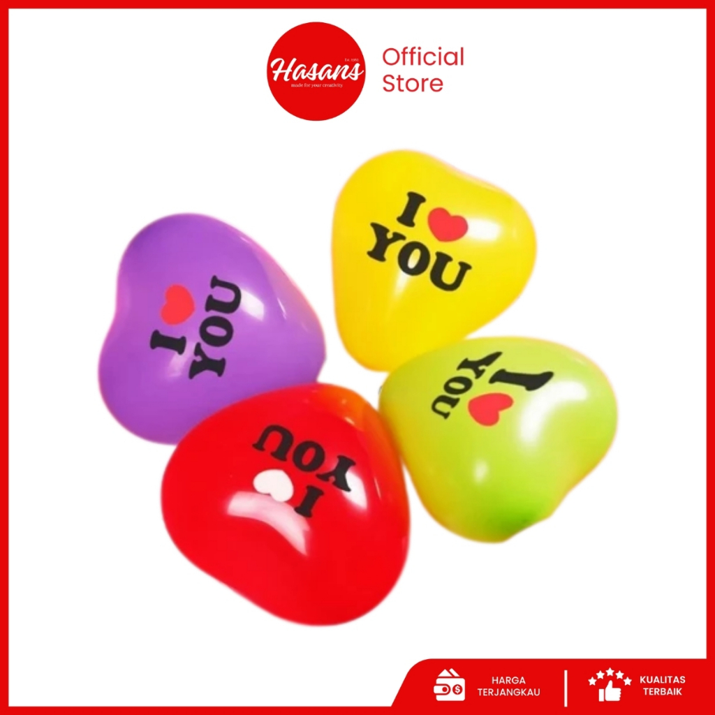 Jual [20 Pcs] Balon Latex Love 12 Inch / Balon Hati Tulisan I Love You ...