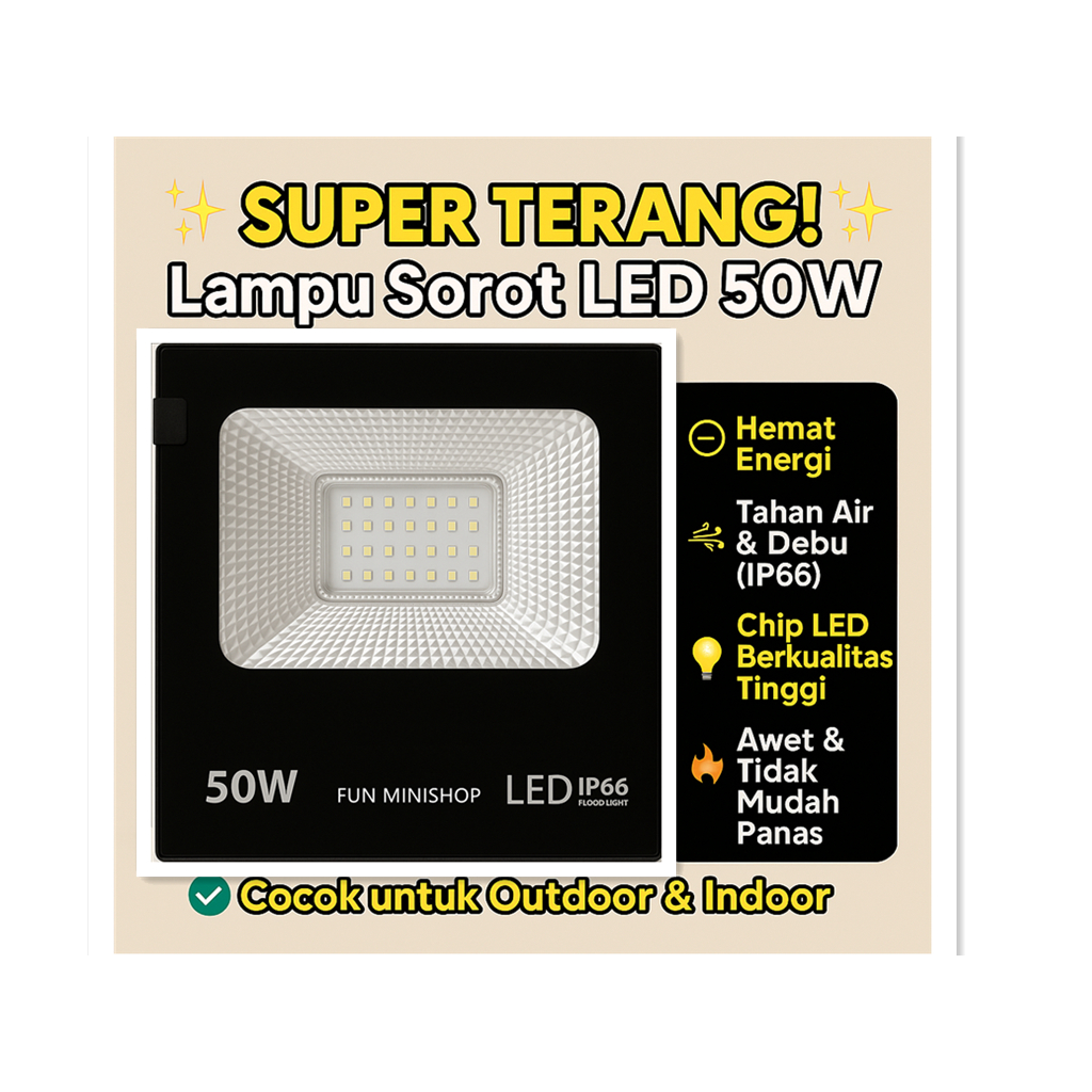 Jual lampu sorot kap sorot floodlight led 50w putih6000k kuning 3000k | Shopee Indonesia
