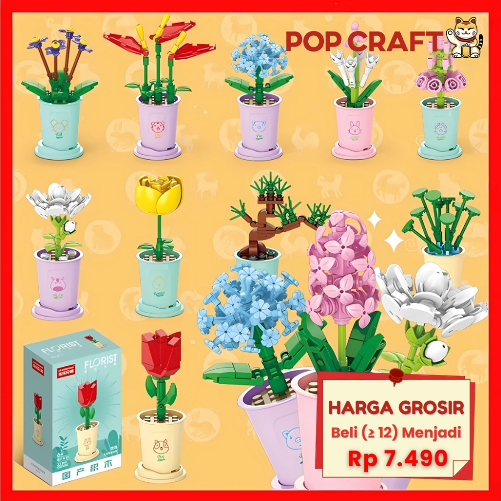 Jual PC Nano Block Bunga Mainan Balok Motif Bunga Building Block Bricks ...