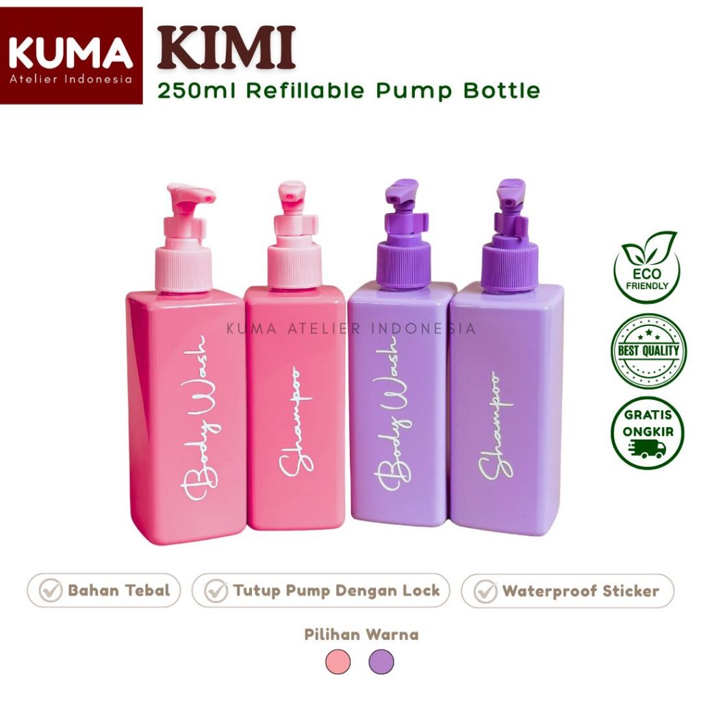 Jual KUMA Kimi Botol Sabun Refill Pink 250ml Kotak Aesthetic Botol ...