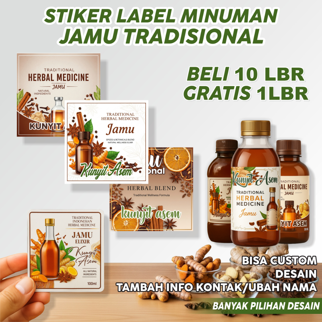 Jual Stiker Label jamu tradisIonal bisa custom nama/brand desain bahan ...