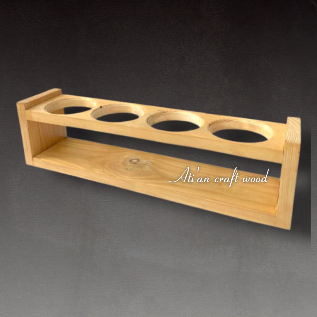 Jual Rak botol aesthetic tempat display botol elegan kayu jati | Shopee ...