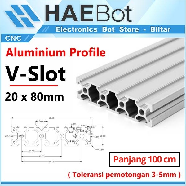 Jual [HAEBOT] Aluminium Profil V Slot 2080 20x80 AP2080 Alumunium 100cm ...